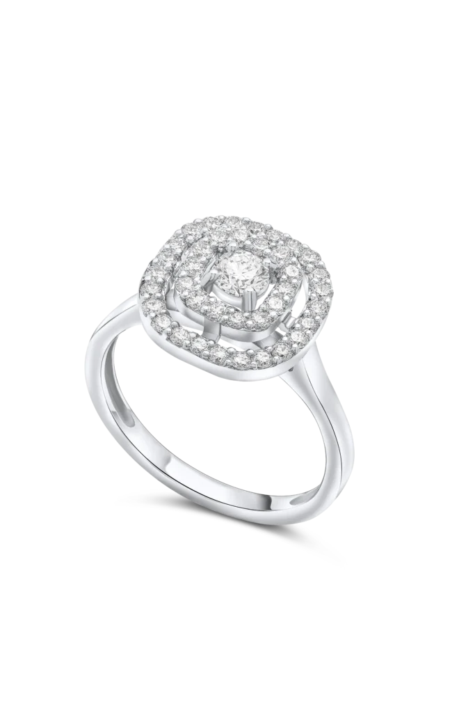 Double Squared Frame Diamond Ring - diamanti jewellery